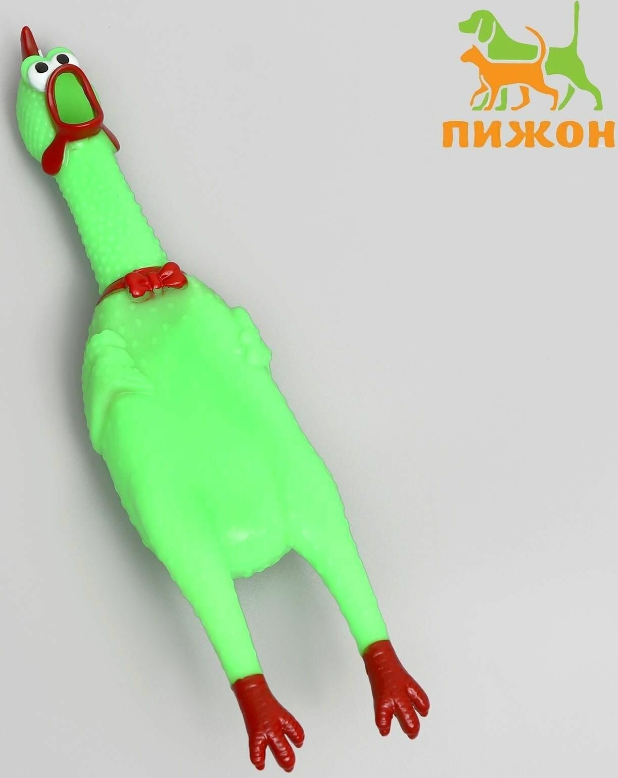 Игрушка пищащая "Задумчивая курица" для собак, 28 см, ярко-зелёная