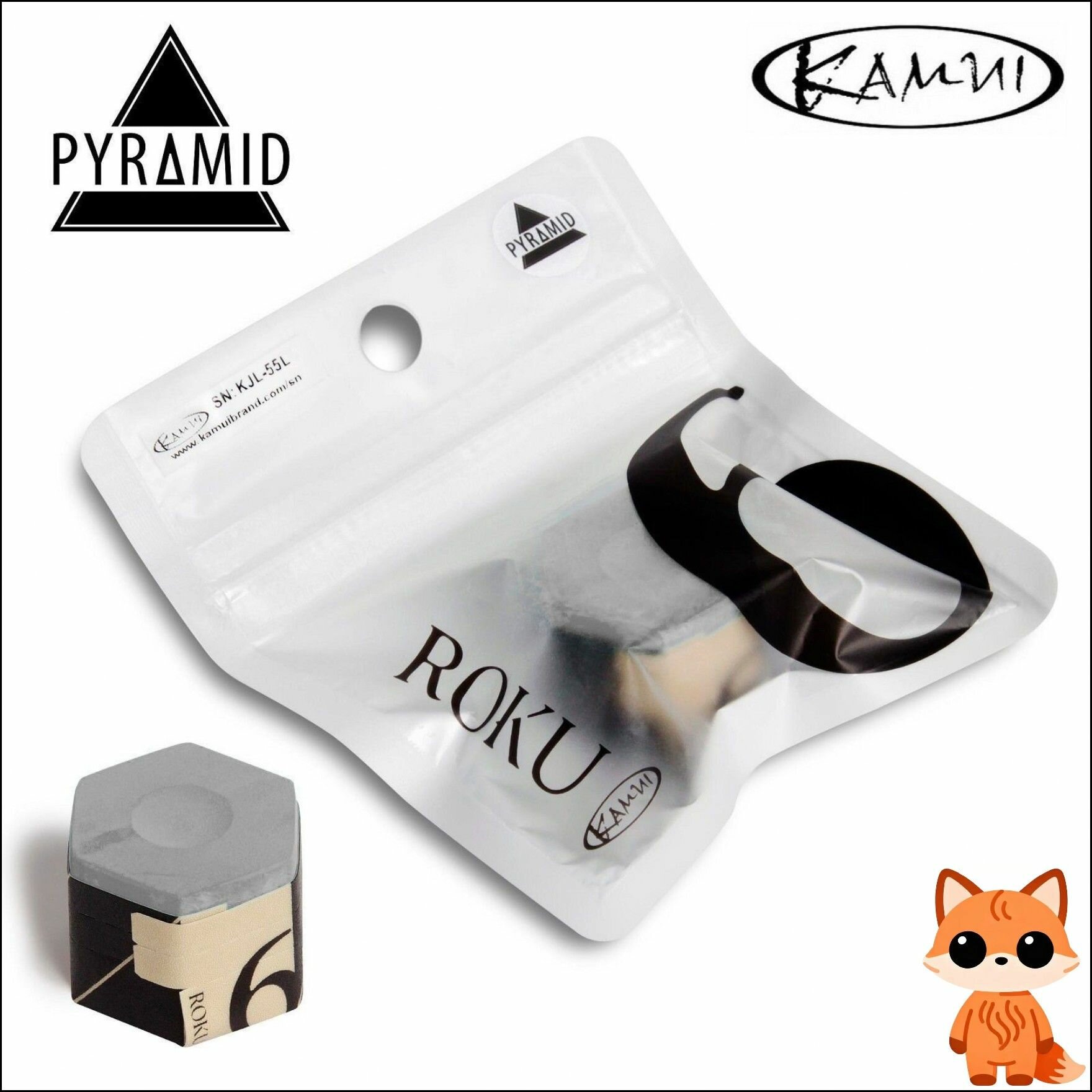 Мел для бильярда Kamui Roku Pyramid Slate, серый, 1 шт.