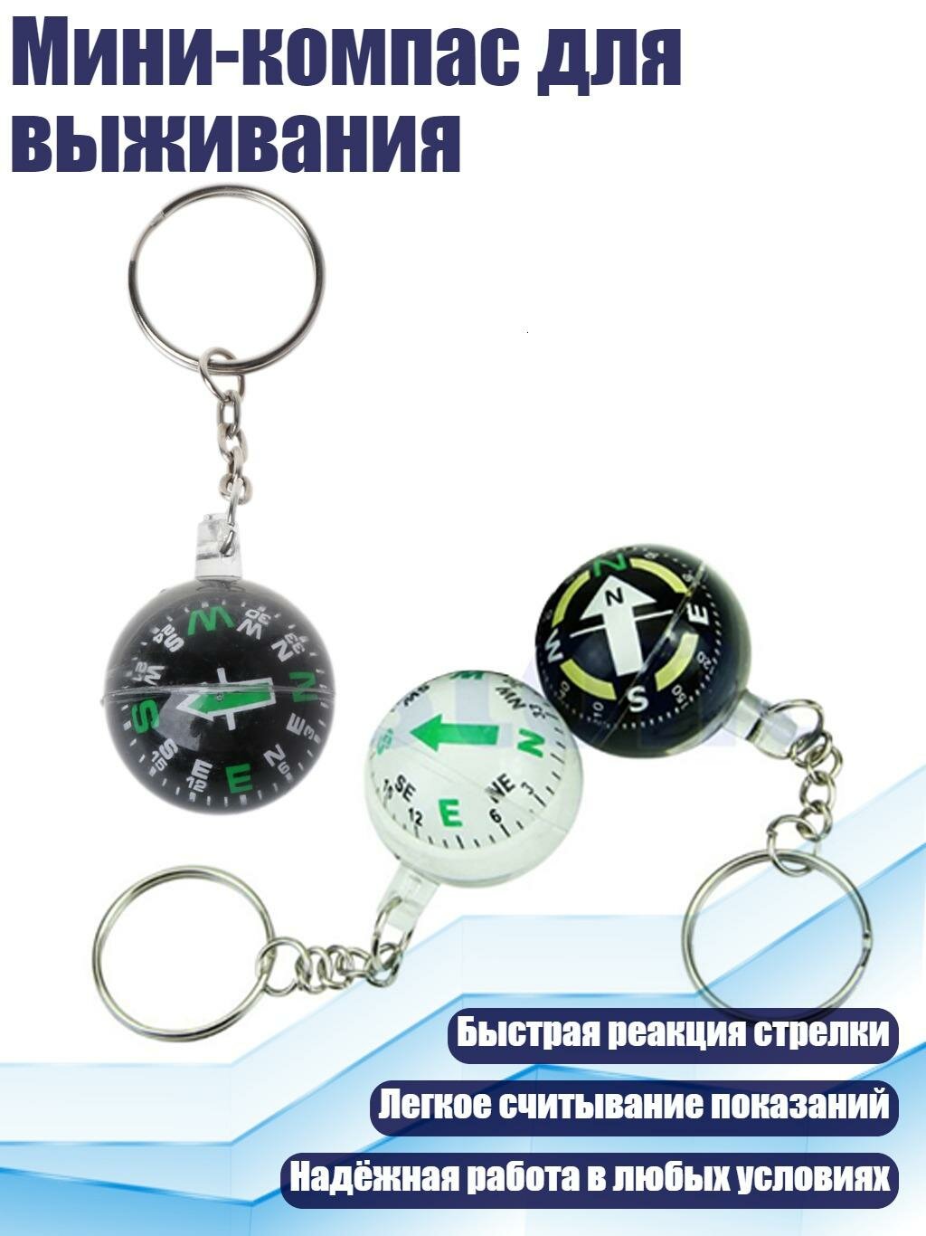 Мини-компас для выживания, Черный