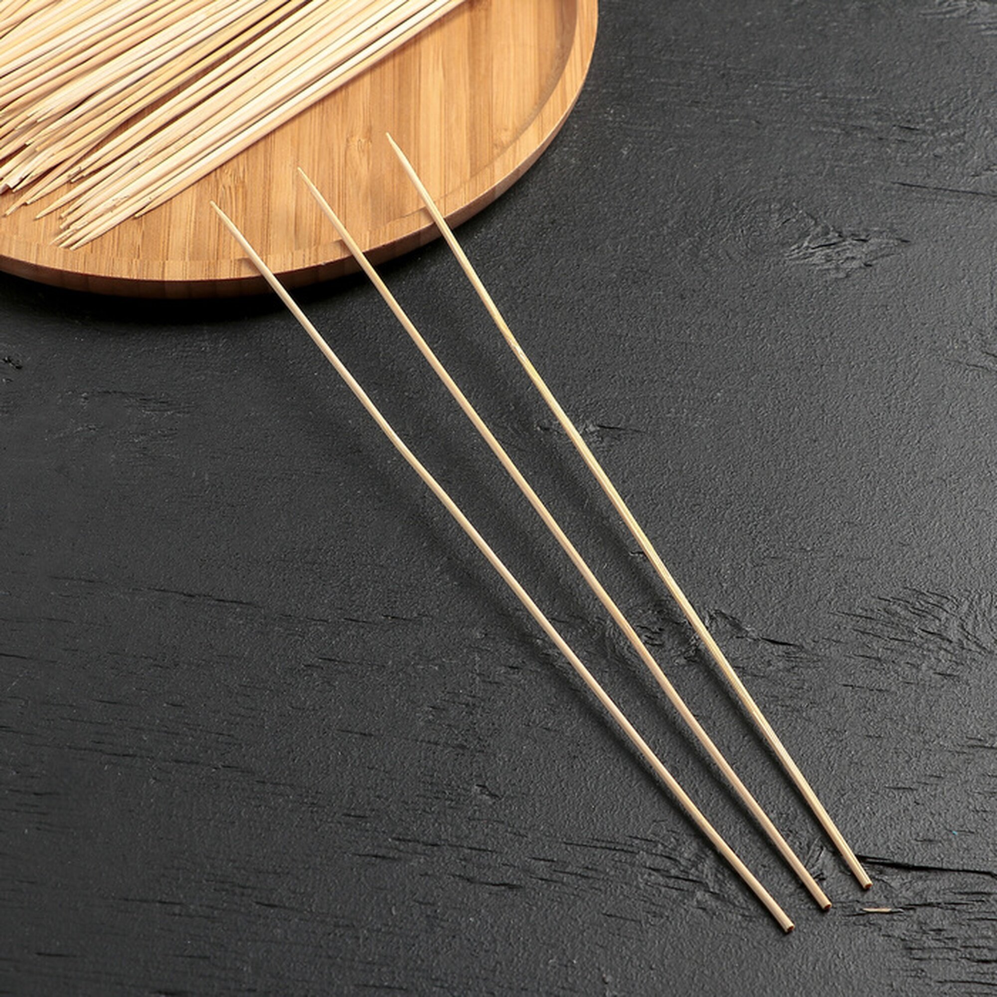 Набор шампуров Доляна, 30 см, d=3 мм, бамбук, 85-90 шт, цвет бежевый