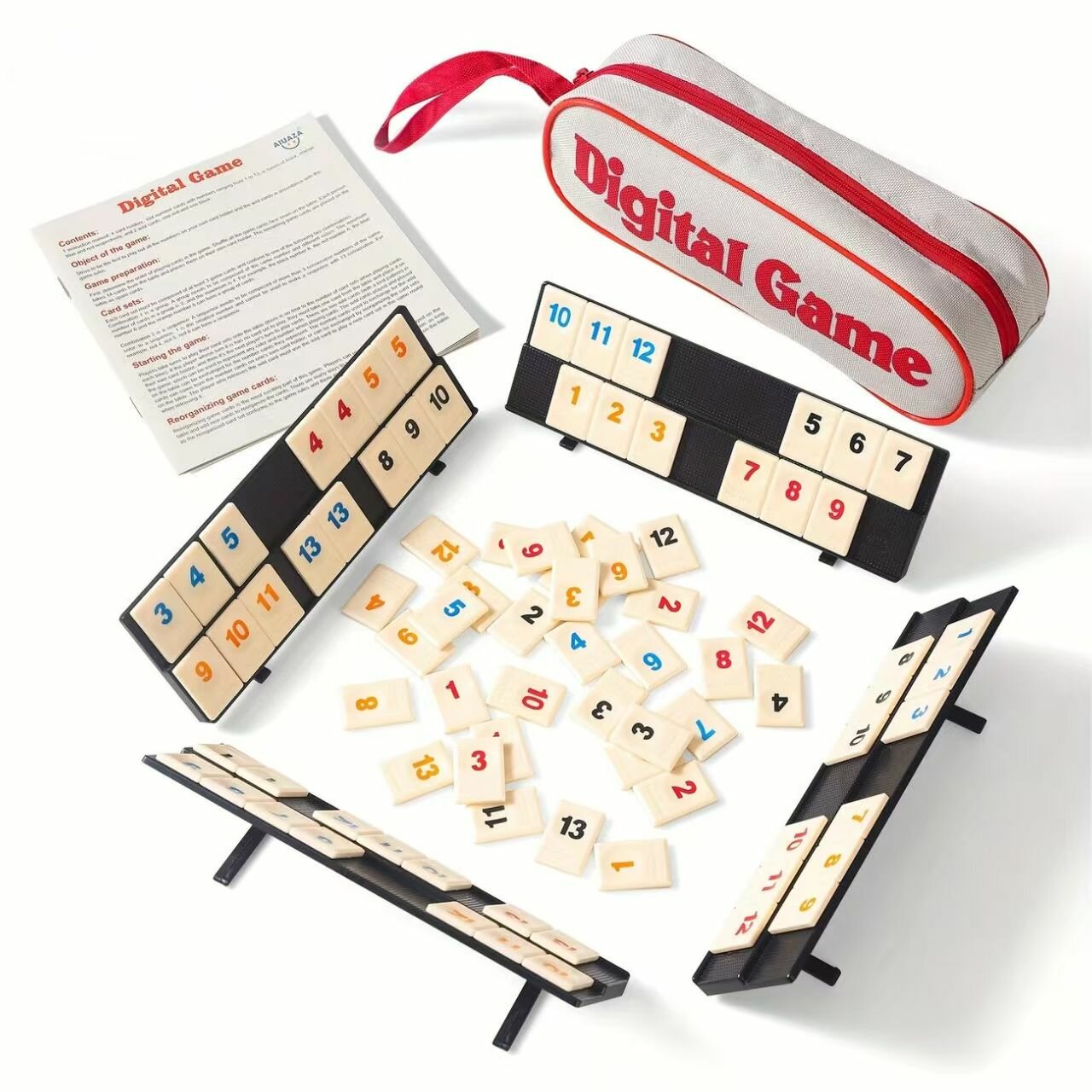 Руммикуб в пенале, настольная игра для всей семьи, логическая стратегия от 7 лет, компактная дорожная версия для путешествий и игры в компании