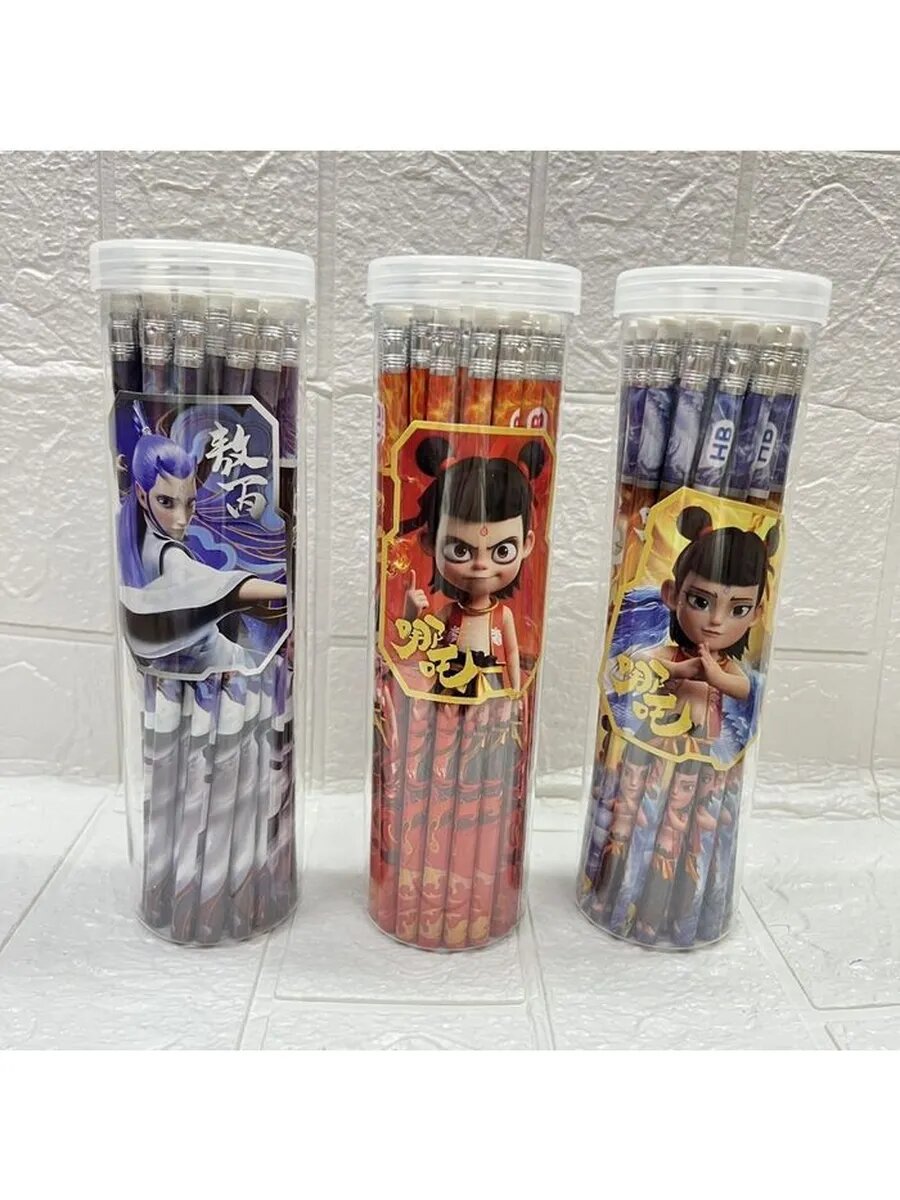 Деревянные карандаши HB с ластиком (90 шт, маленький ластик)