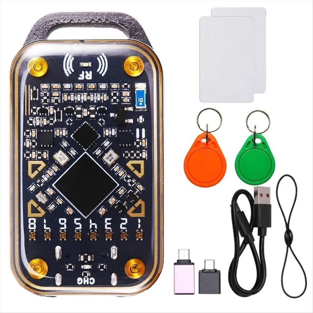 Считыватель смарт-чипов Chameleon Ultra RFID, эмулятор смарт-карт, NFC-дубликатор + брелок/карта 2XUID для идентификационных карт IC с 125 тыс. и 13,56 млн шт.