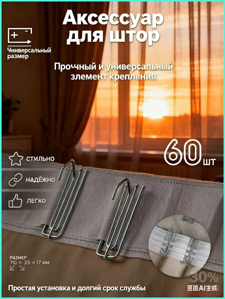 Аксессуары для штор универсальные крепления для штор и карнизов, 60 штук/W4