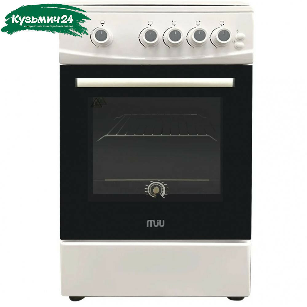 Плита комбинированная MIU UNO 51S, цвет белый, объем электродуховки 52.8 л, откидная дверца