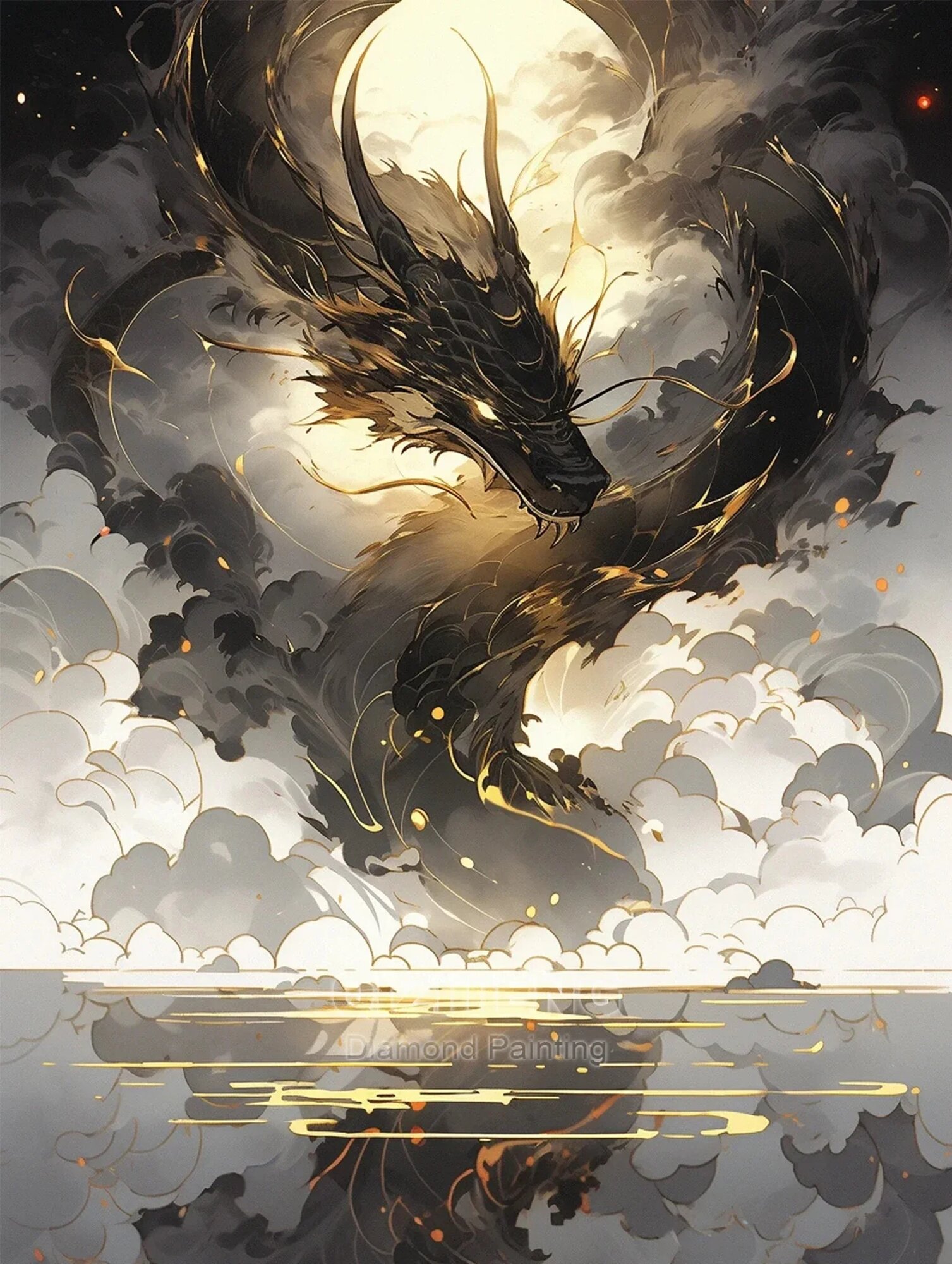 Алмазная живопись QIZITENG Китайский дракон 20x30cm AB Square, XP-3724