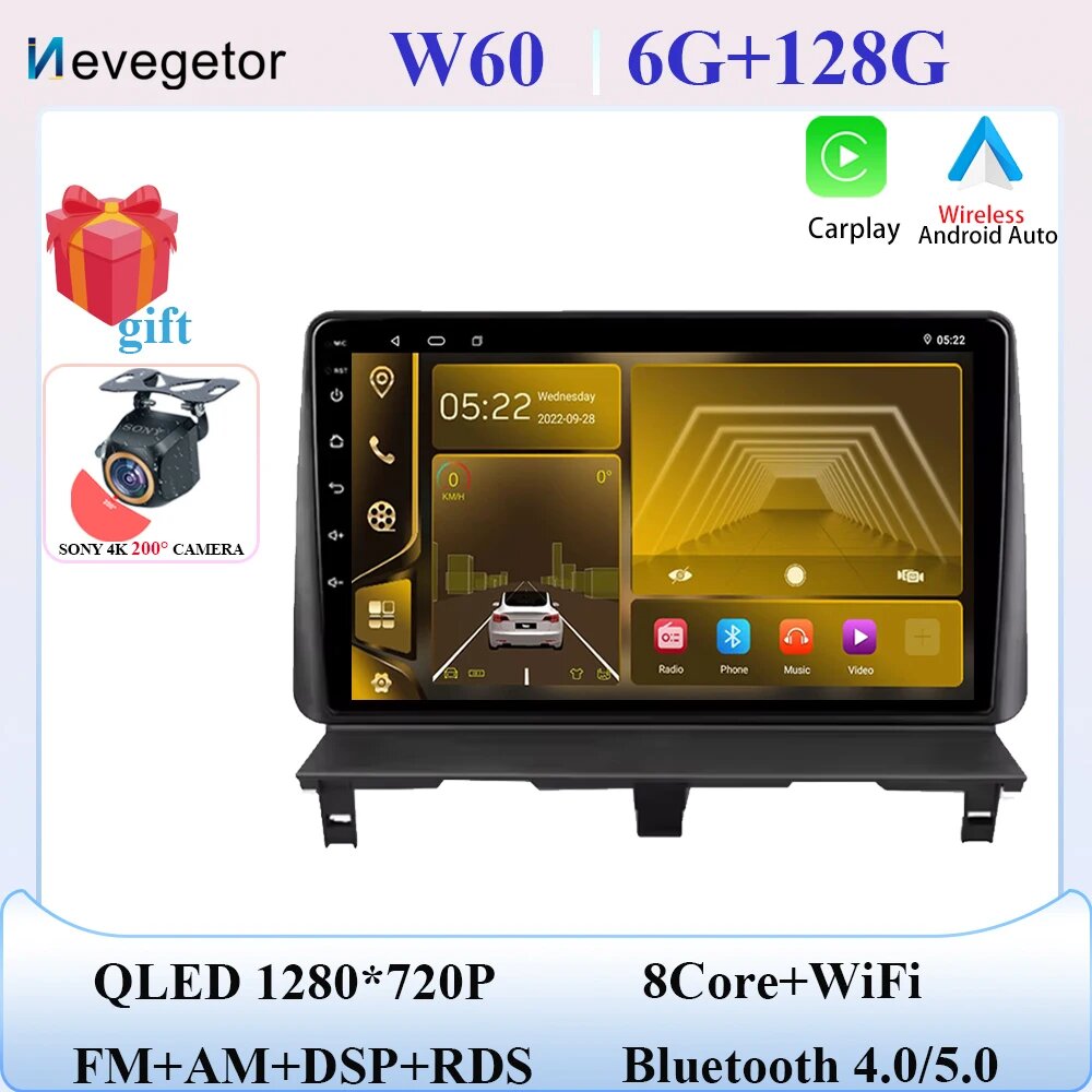 Беспроводной Carplay для Peugeot Partner 1 2002-2008 Android Auto GPS Navi Автомобильный радиоприемник Мультимедийный плеер Bluetooth WiFi DSP Стерео 6-128G CAM