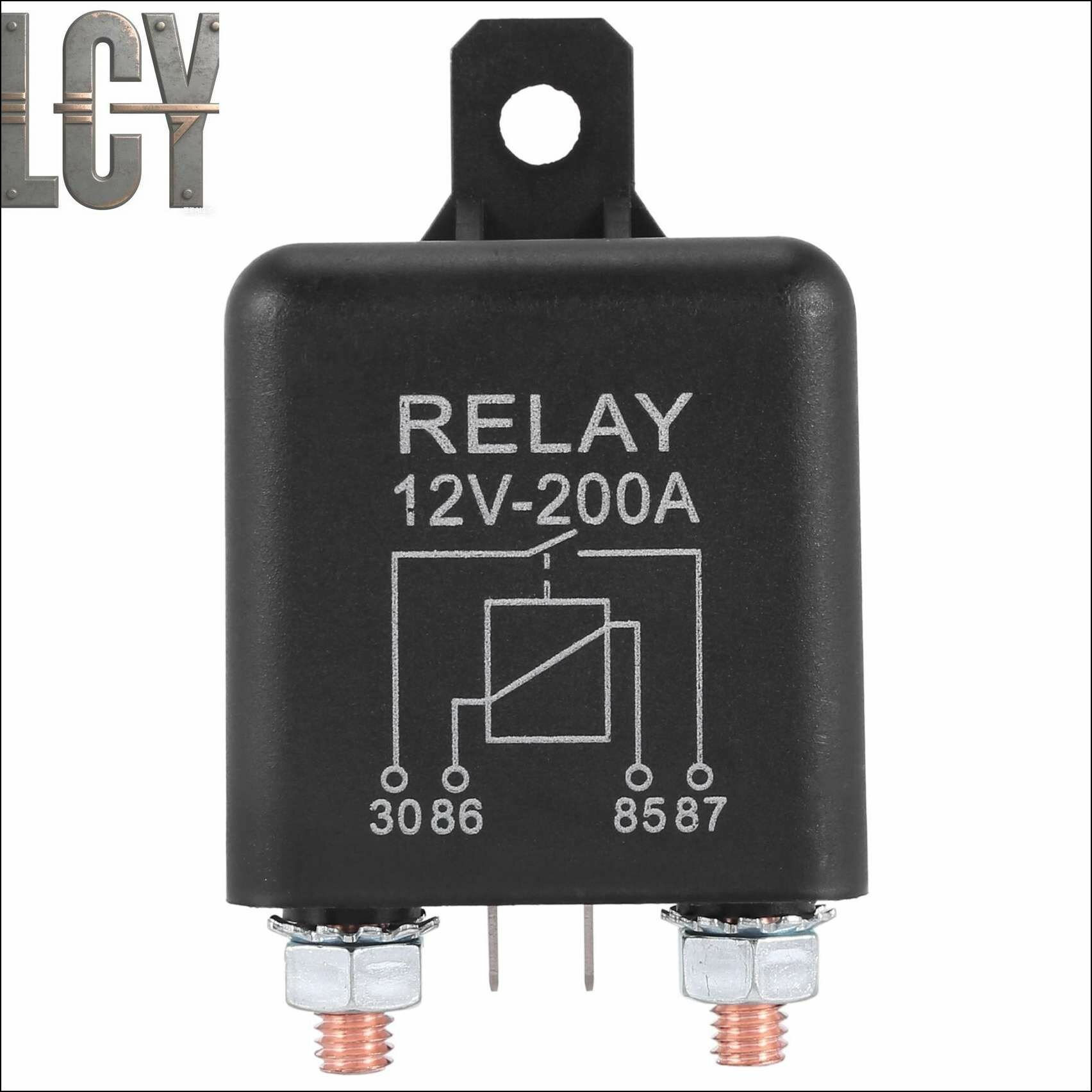 Реле 12 В 200 А, 4-контактное нормально разомкнутое для автомобиля с фиксированным кронштейном и шпильками M6