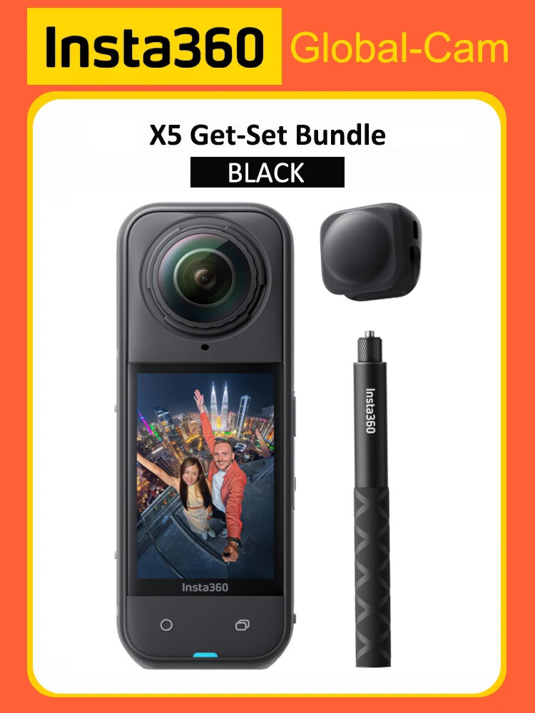 Экшн-камера Insta360 X5 Get-Set Bundle, водонепроницаемая, 360° 8К, 72 МП, 4К60 fps, HDR