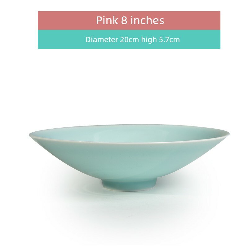 Керамическая миска Longquan Celadon розового цвета 8 дюймов для супа и лапши, 1 шт