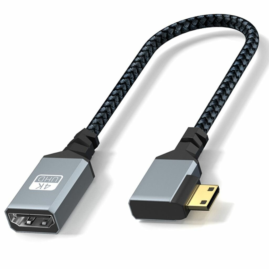 USB-концентратор, mini HDMI мужской на HDMI женский 2.0 версия 4K60H кабель - налево, 1 шт