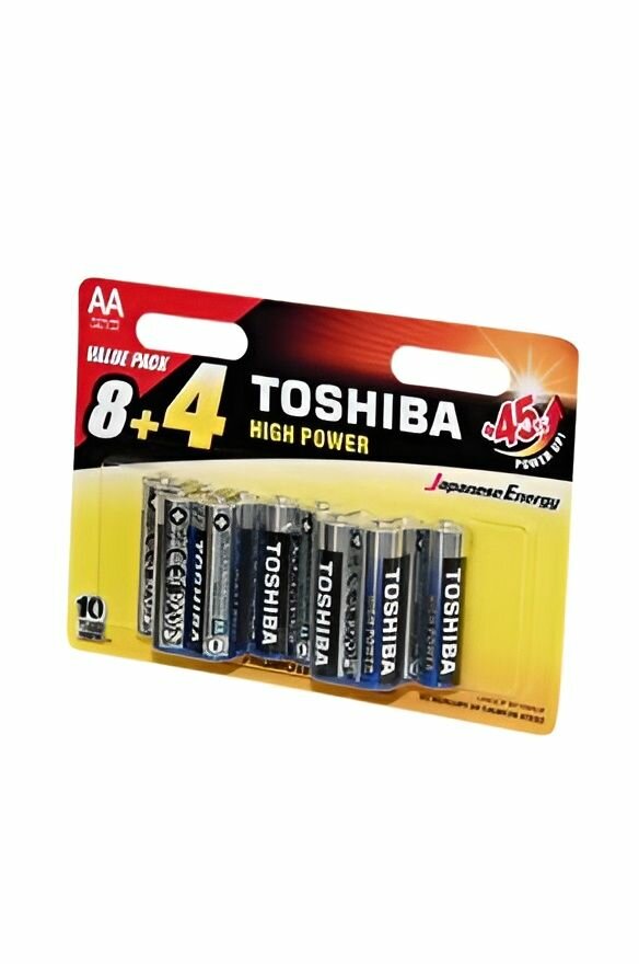 Батарейки 12шт пальчиковые/AA/LR6 TOSHIBA HIGH POWER LR6GCP