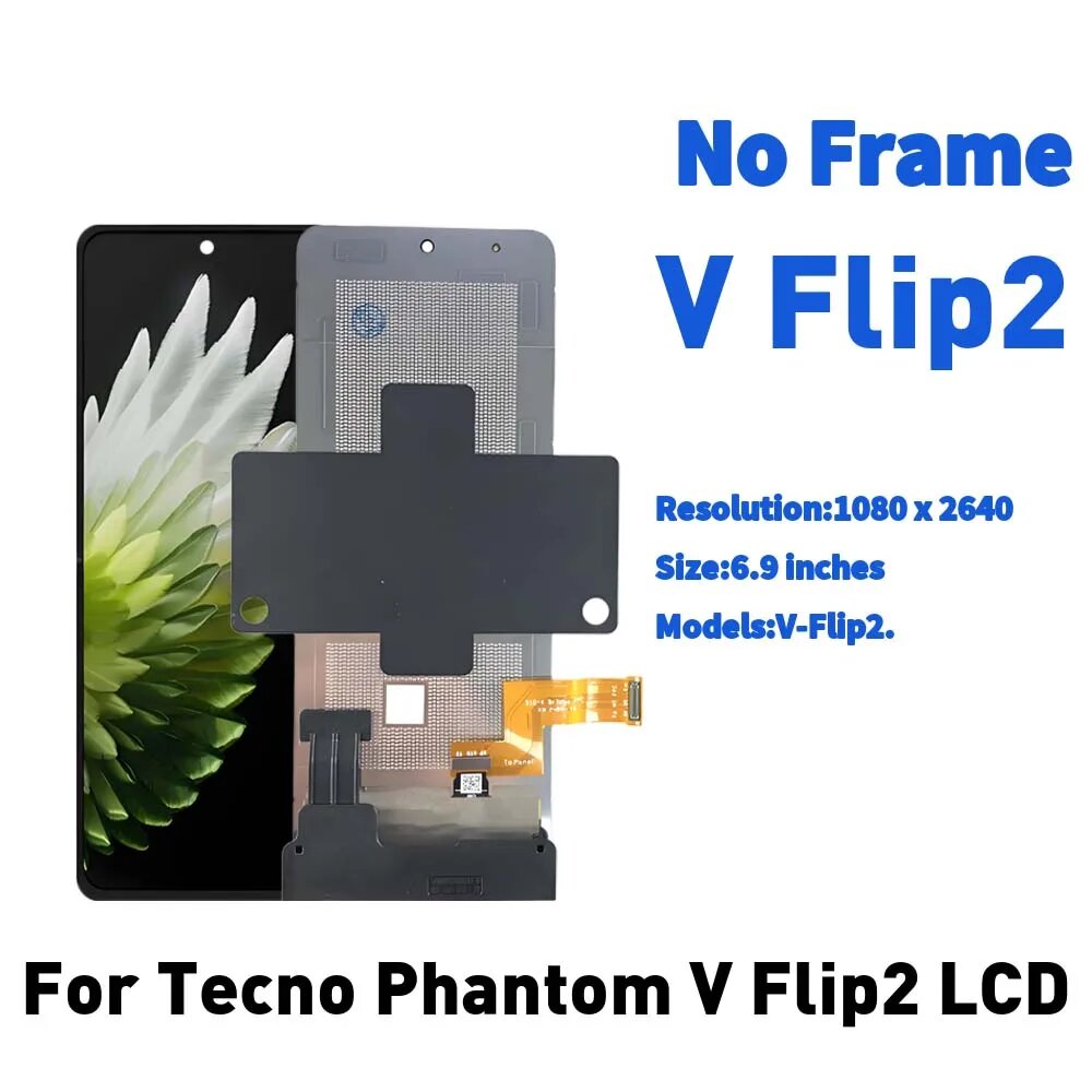 6,9-дюймовый маленький экран AMOLED для Tecno Phantom V Flip2 5G, ЖК-дисплей, дигитайзер сенсорного экрана для Phantom VFlip2, ремонт ЖК-дисплея в сборе