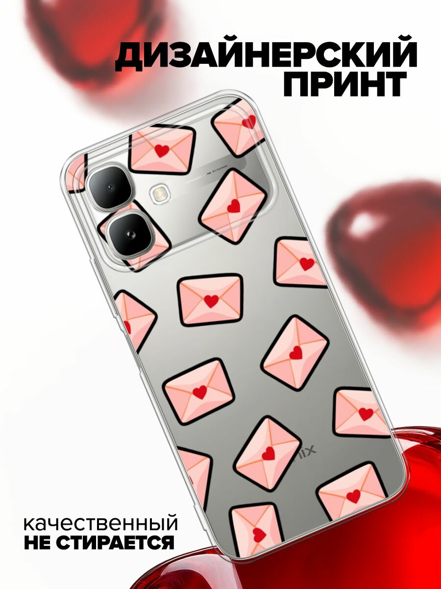 Чехол на Infinix Smart 20 / Инфиникс Смарт 20 с принтом Конверты с сердечками — фото 1