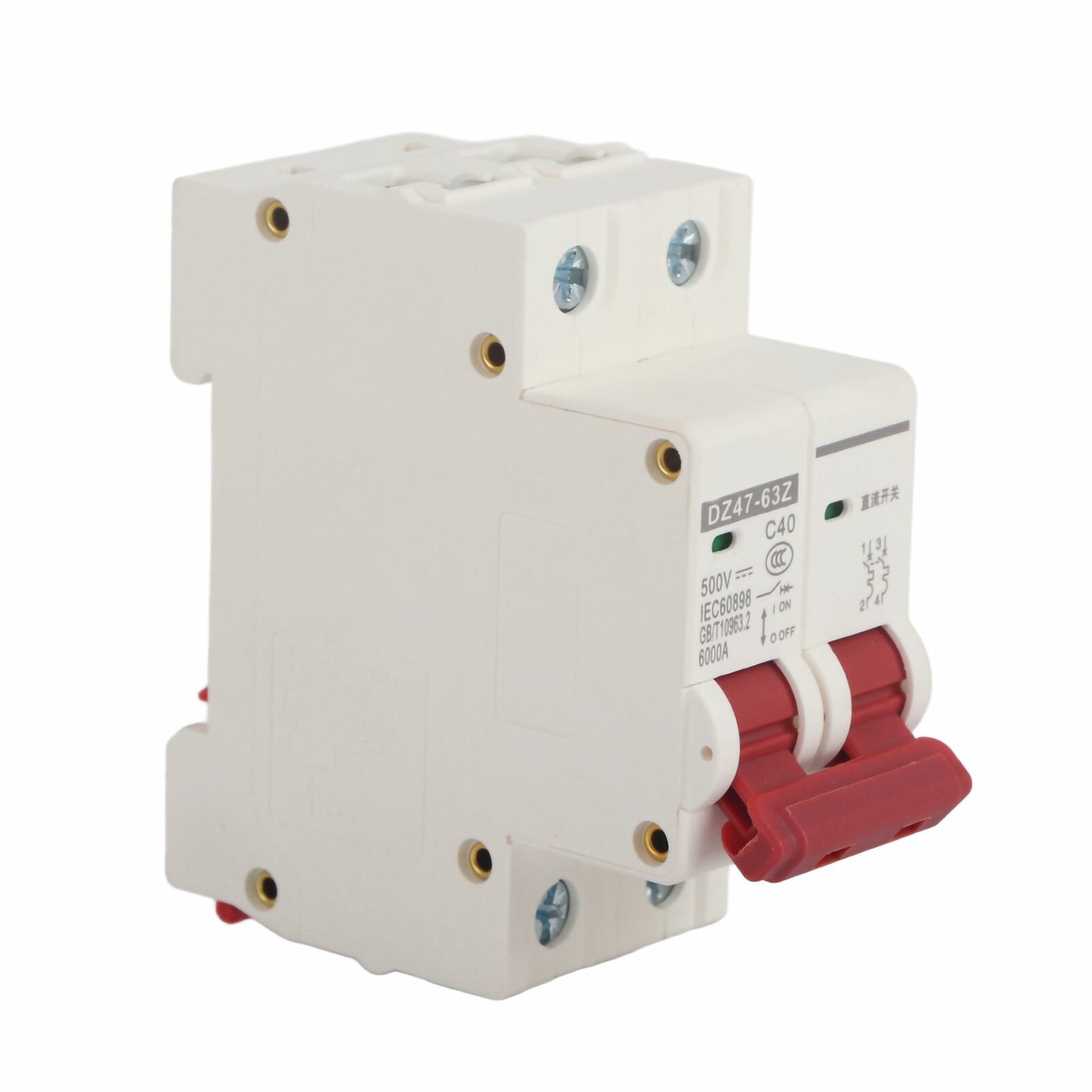 2P 40A DC 500V Мини-выключатель MCB Предохранительный выключатель DZ47 63Z 2P