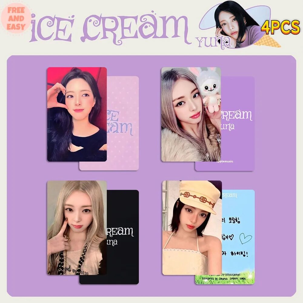 Маленькие открытки вокруг вееров YUNA SOLO ITZY ICE CREAM