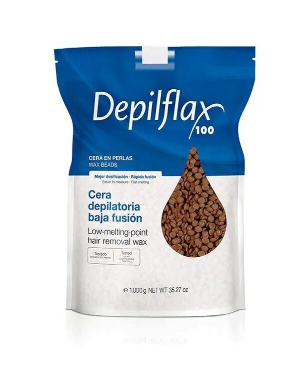 Воск горячий плёночный с низкой температурой плавления DEPILFLAX шоколад 1 кг