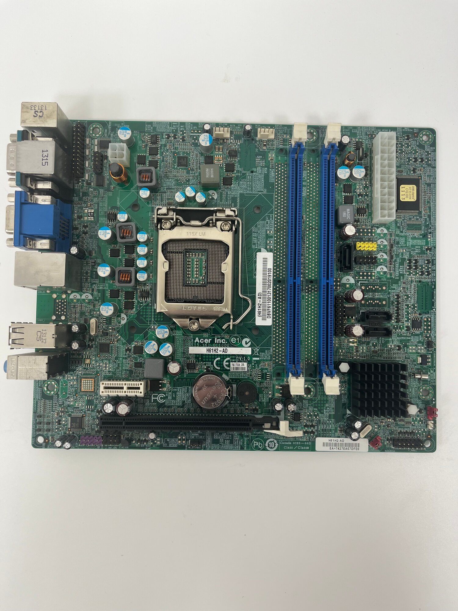 Материнская плата Acer H61H2-AD (v1.0) с сокетом LGA 1155 и чипсетом Intel H61