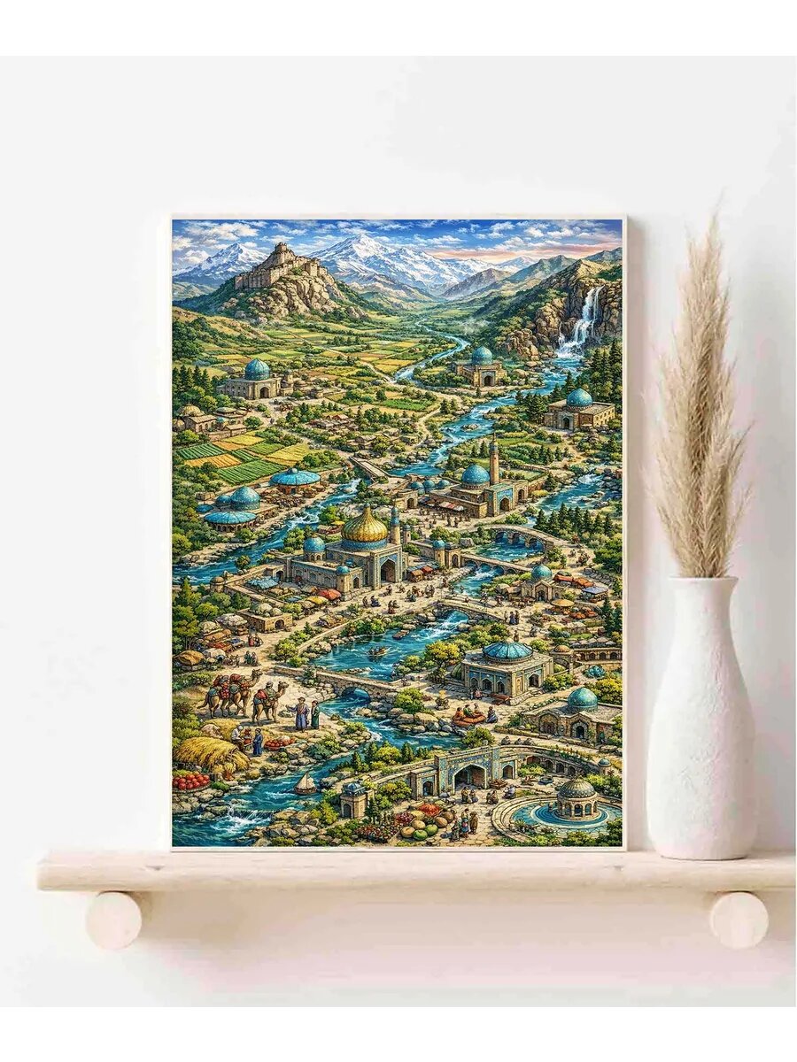 Яккабаг, Узбекистан, Fantasy Map, Карта, Плакат 30x42см