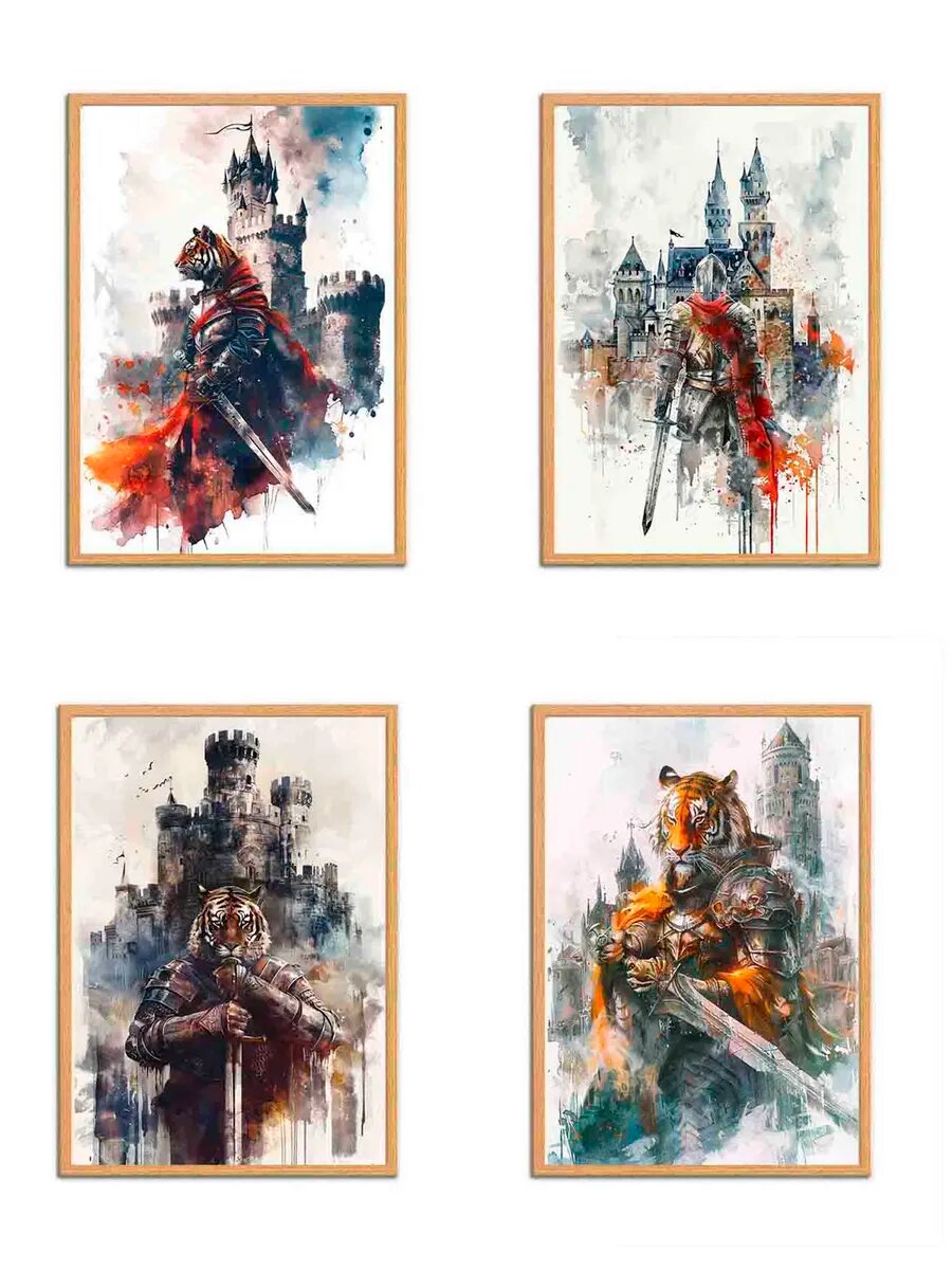 Тигр Рыцарь, 4 Плаката, 30x21см
