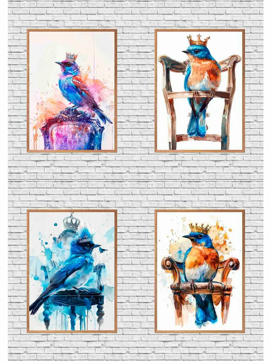 Синяя птица - король Англии, 4 Плаката, 30x21см