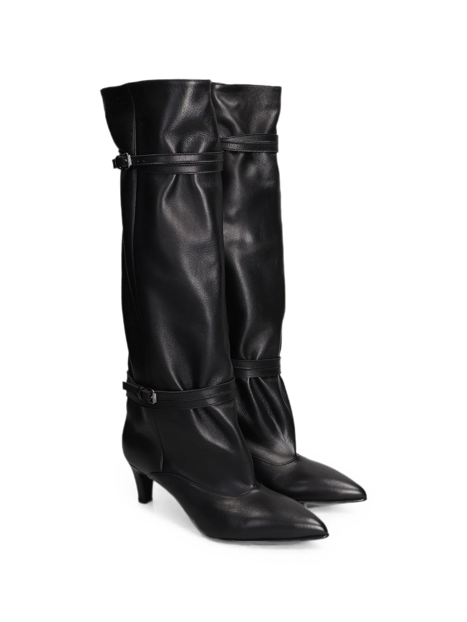 Ботинки STRATEGIA Buckled leather knee-high boots, размер 38 — фото 1