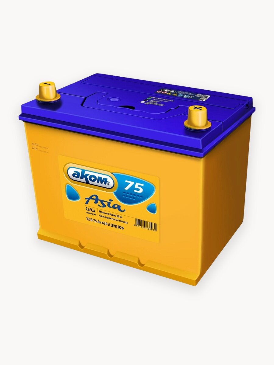 Аккумулятор АКОМ Asia 75Ah/630 прав.+ 260x173x225 4607034730949