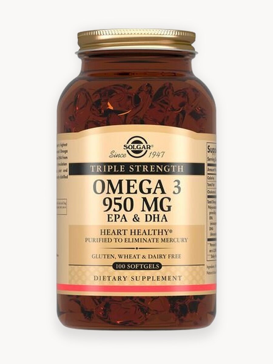 Омега-3 тройная ЭПК и ДГК Solgar/Солгар капсулы 950мг 100шт