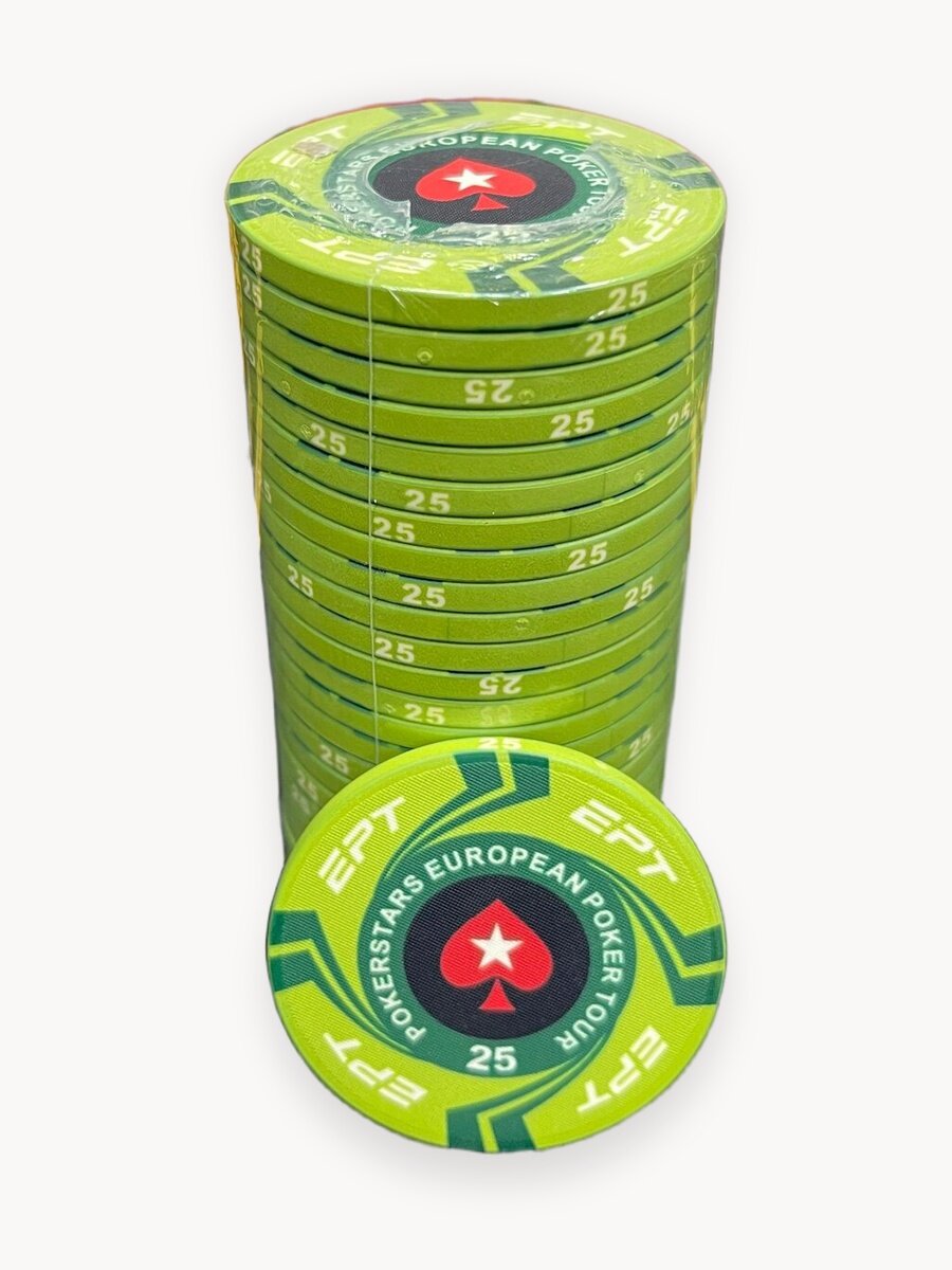 Керамические фишки профессиональные 43 мм - номинал 25 - 25 штук