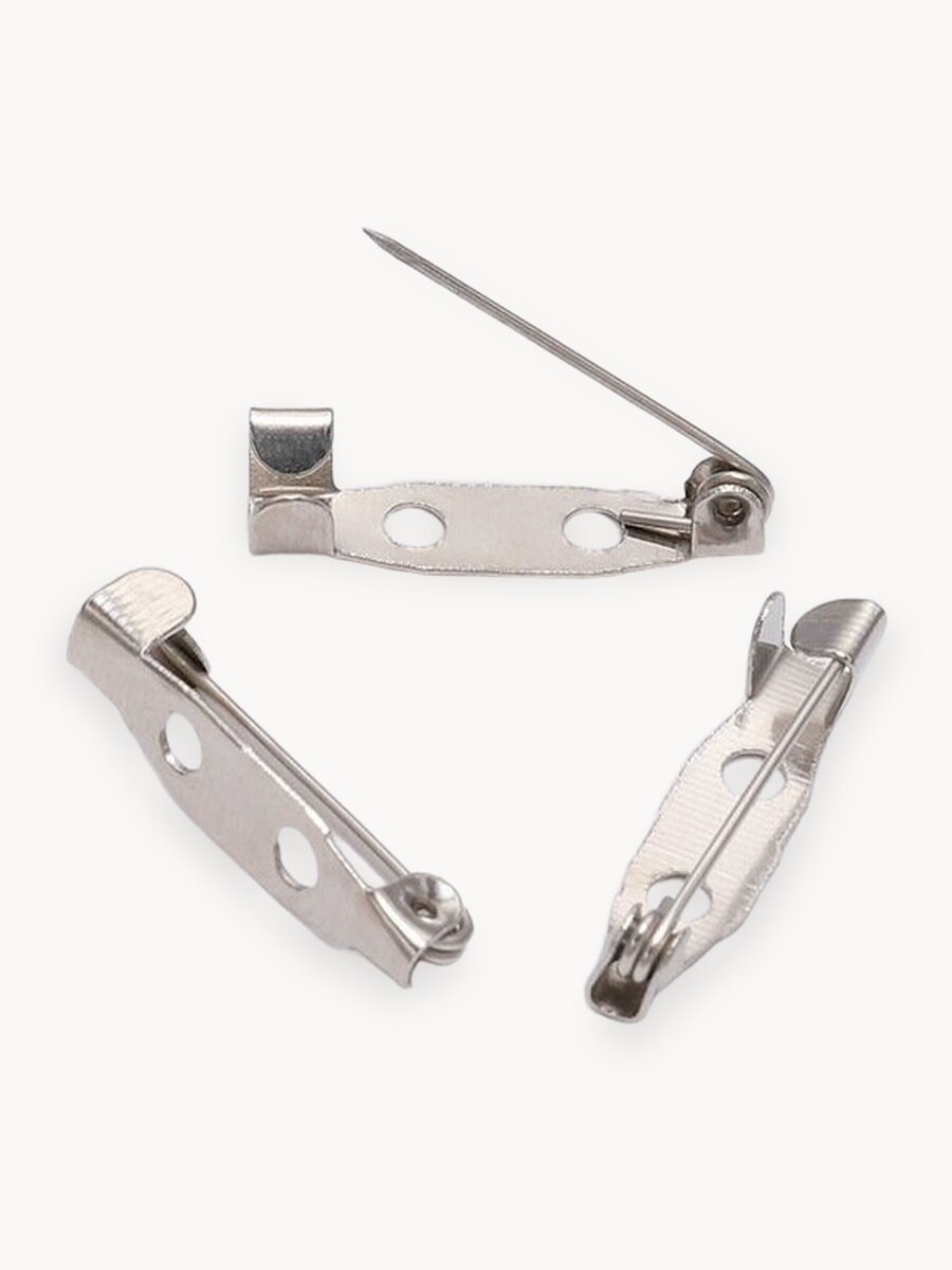 Основа для броши или значка, замок-булавка 2 см 50шт, цвет металлик