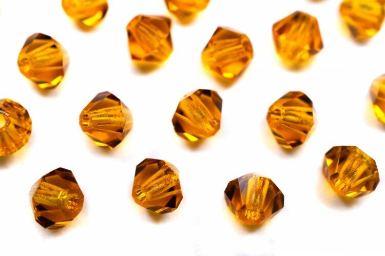 Бусины биконусы хрустальные 4мм, цвет TOPAZ, 746-033, 20шт