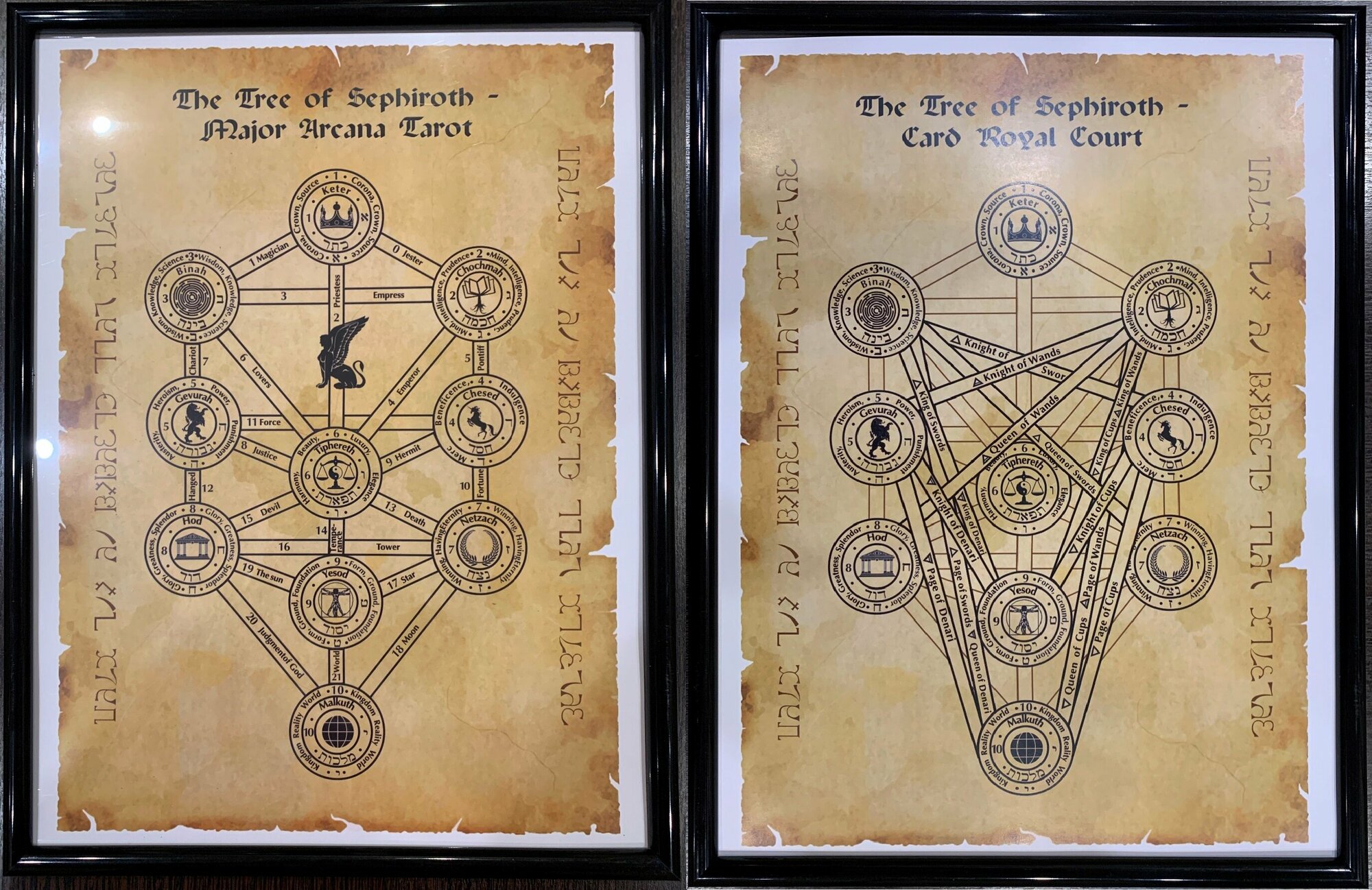 Комплект Постеров Свитков Древо сефирот Древо Таро средний П-017
