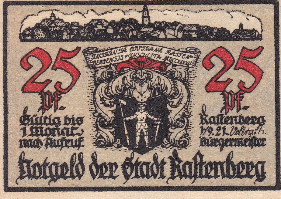 Германия (Веймарская Республика) Растенберг 25 пфеннигов 1921 г. (№2)