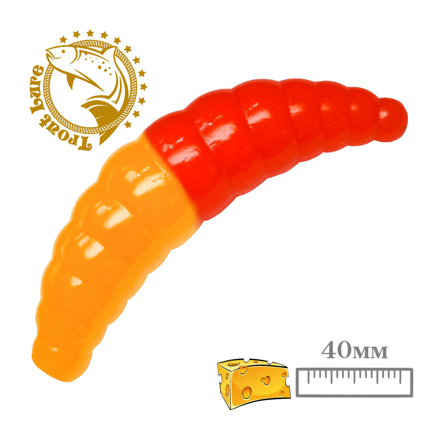 Силикон TROUT LURE (SANSAN) в банке, MAGGOT 40, СЫР, COL. 23 (Orange-Red), (10шт)