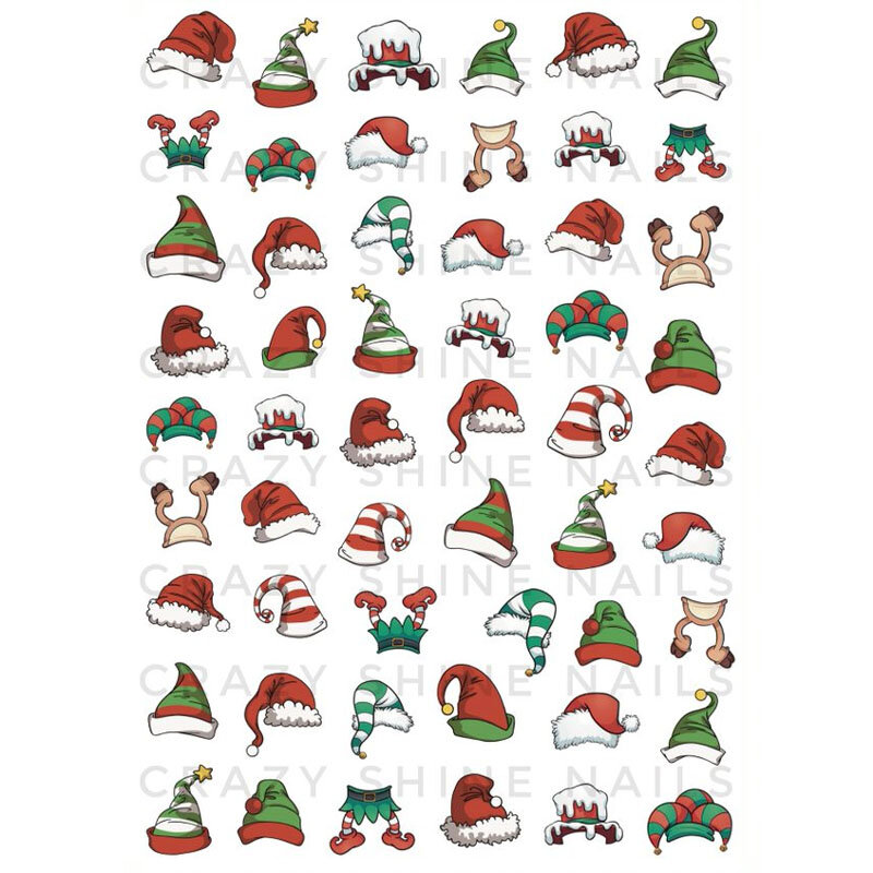 Слайдер-дизайн Crazy Shine Nails mini №1052 НГ Шапки