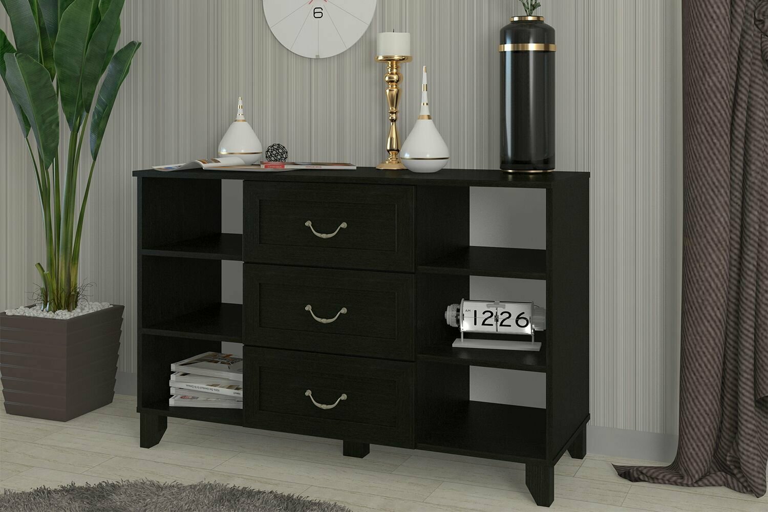 Комод Ренди 9М 120х40х80 венге цаво, рамка квадро МДФ, ножка №3