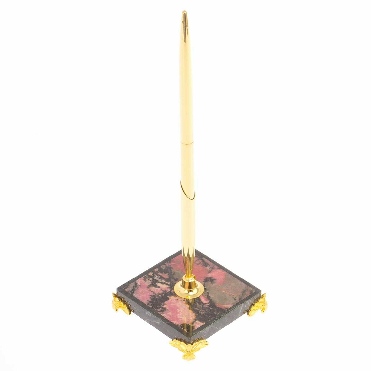 Подставка под ручку из родонита на ножках 6,5х6,5х21 см 125999