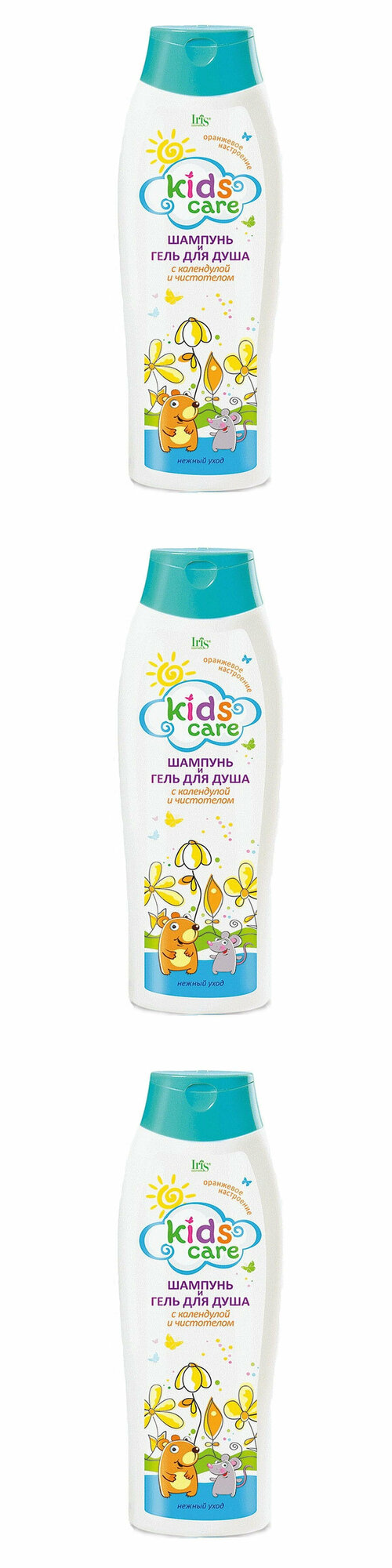 Iris детский шампунь и гель для душа Kids Care календула и чистотел, 400 мл, 3 шт