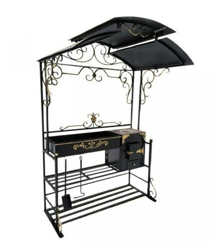 Мангал Artli-Kovka "Очаг", кованый, с крышей, сталь, черный, 140 см x 115 см