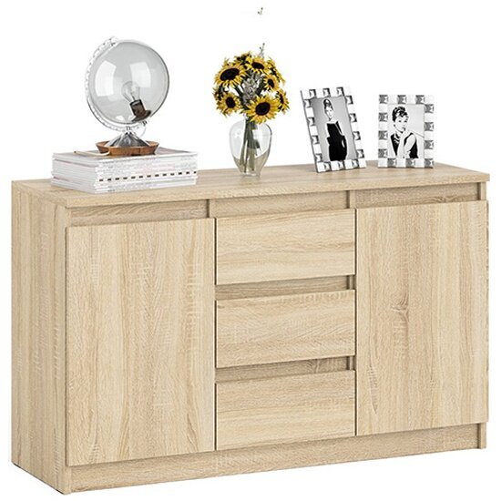 Комод Свк Мори МК1200.3, цвет дуб сонома, ШхГхВ 120,4х41х73 см.