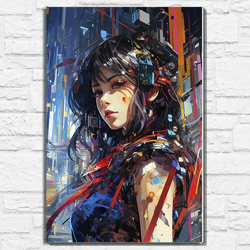 Картина по номерам на холсте девушка аниме (киберпанк, футуризм) - 12571 В 60x40