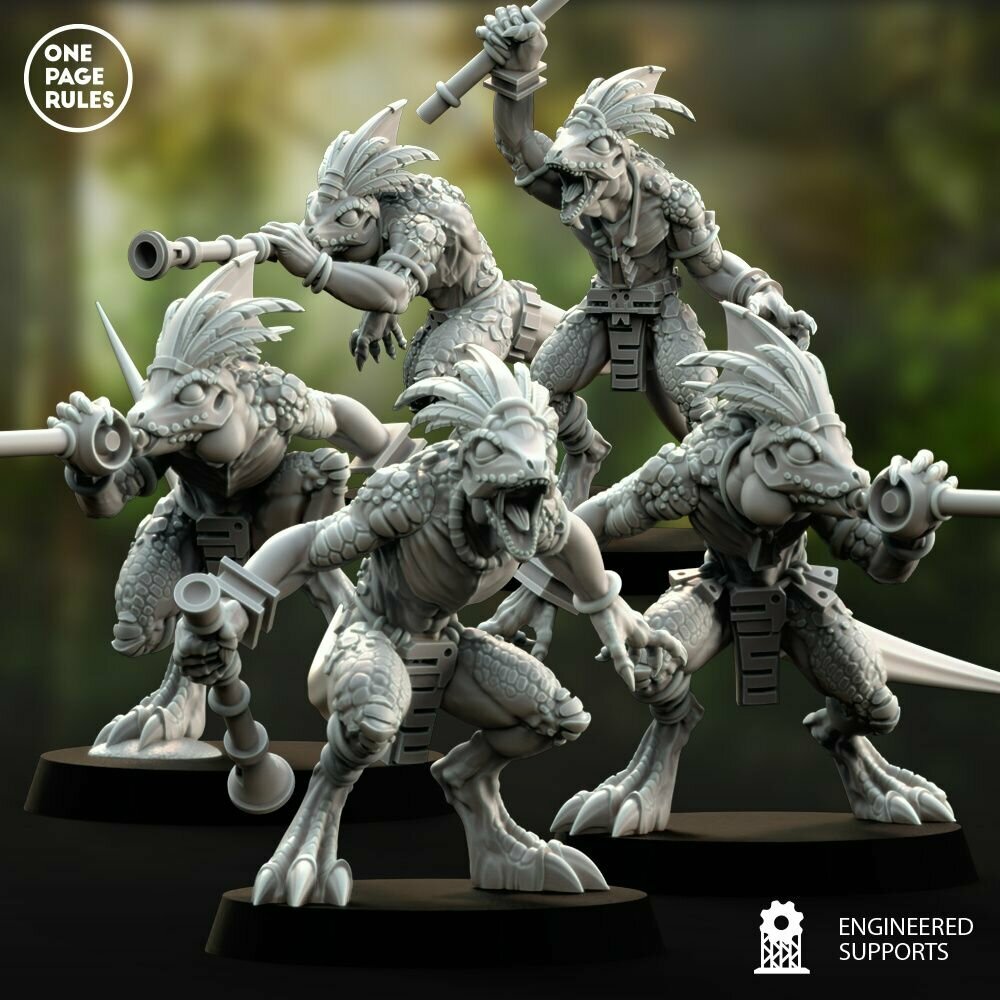 Warhammer Fantasy Lizzardmen Skinks Pipes/ Набор фигурок для Warhammer Скинки с трубками с подставками