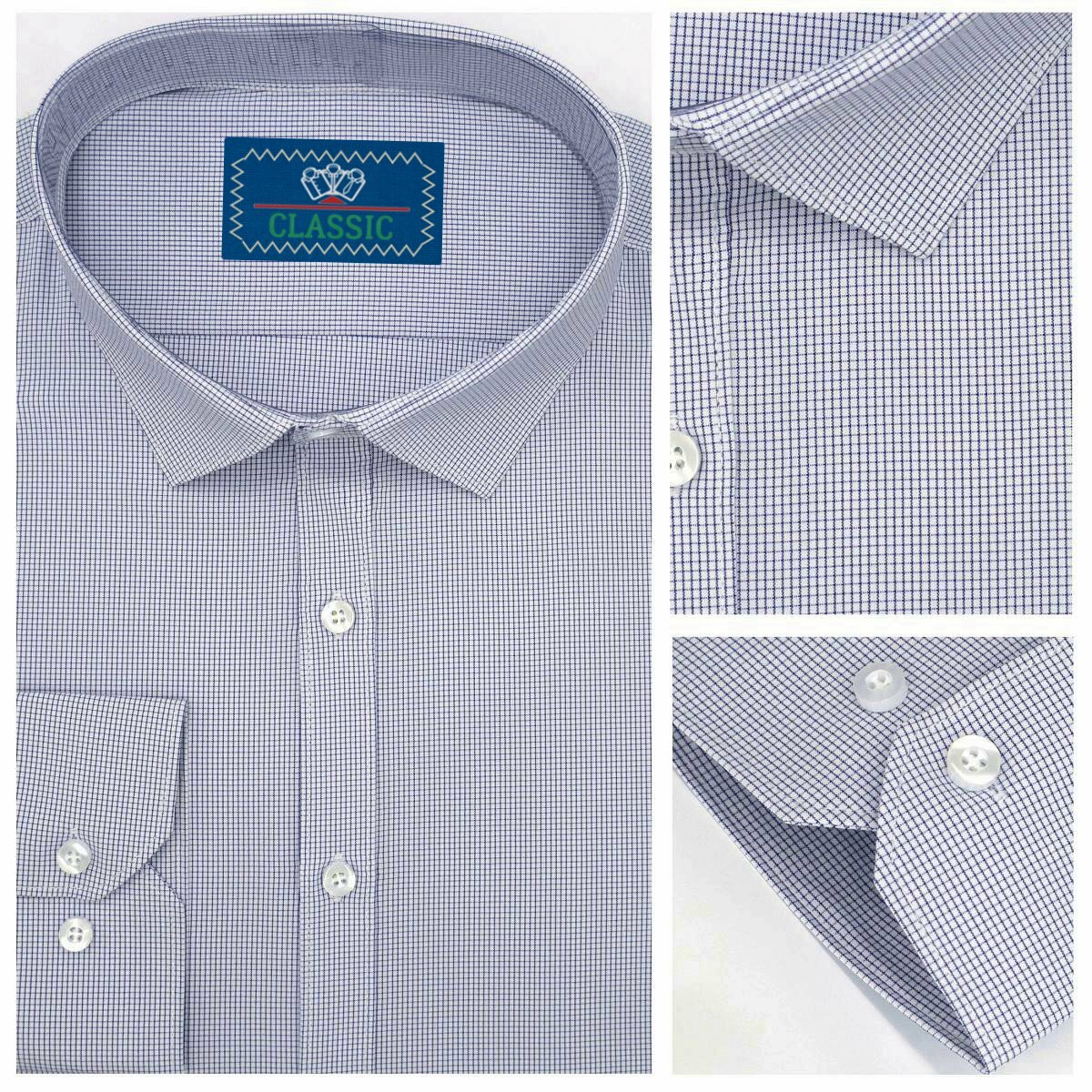 Рубашка Рубашка мужская с длинным рукавом, прямая классическая, светлая сорочка, на пуговицах, рубаха на любой сезон, стильный фасон одежды, серая, мелкая клетка, без карманов,