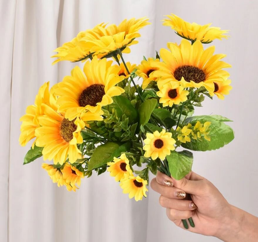 Цветы искусственные Подсолнухи, 10 букетов