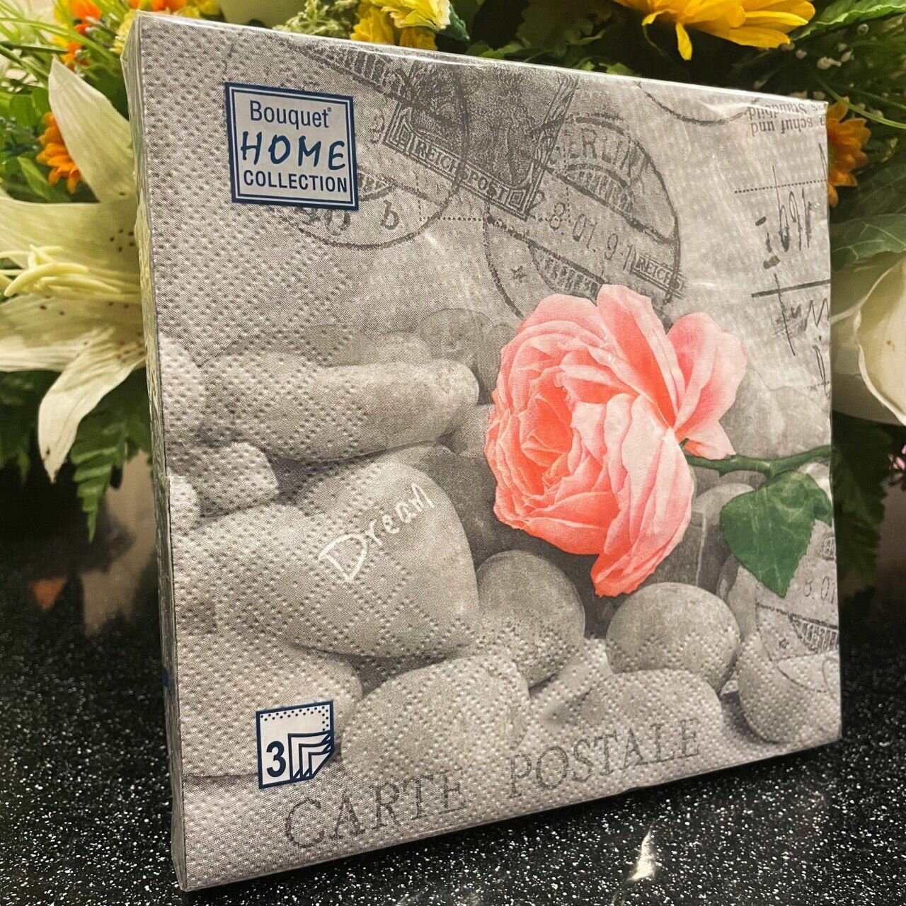 Салфетки Desna "Открытка с любовью", квадратные, с рисунком, целлюлоза