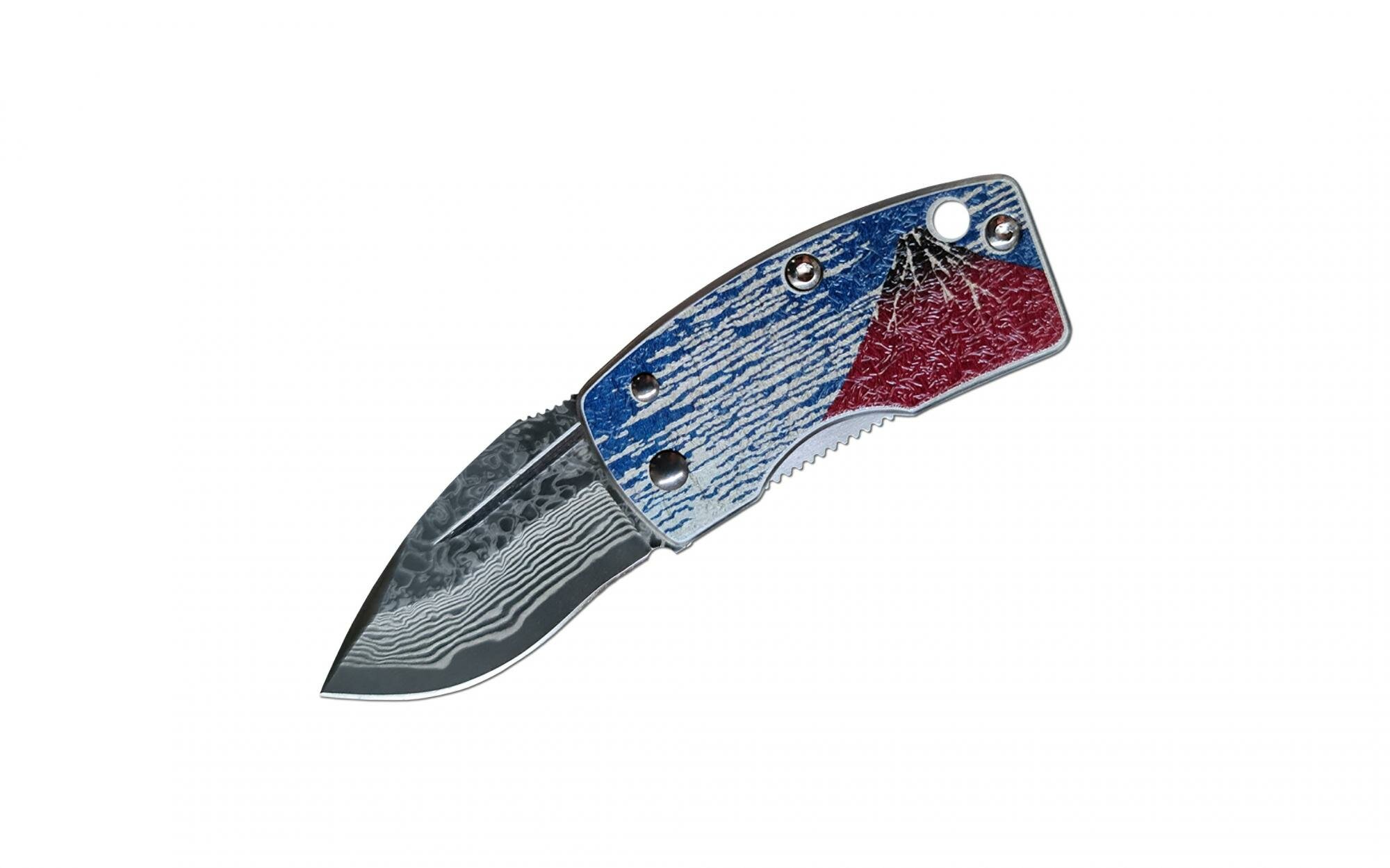 G-SAKAI Нож - зажим для купюр "Красная Фудзи", 96*41*55, VG-10 дамасск, рук. нерж. ст, клипса