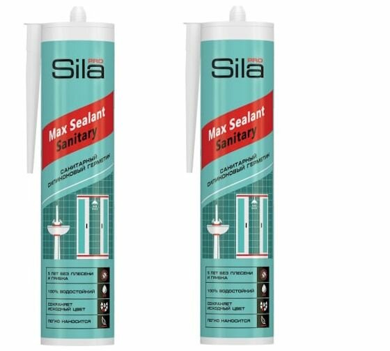Силиконовый санитарный герметик Sila белый PRO Max Sealant 280 мл - (2 шт.)