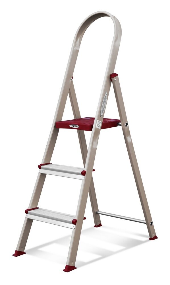 Стремянка Эйфель Гера 3 Ступени, Рабочая Высота 2.70 М, Нагрузка 150 Кг.