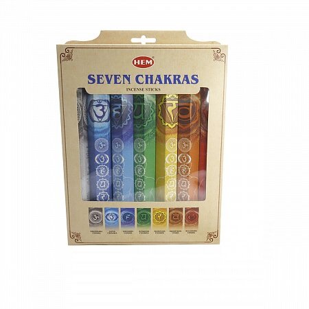 Gift Pack SEVEN CHAKRAS Incense Sticks, Hem (Подарочный набор 7 чакр - 7 ароматов в одном наборе, Хем), 1 уп.