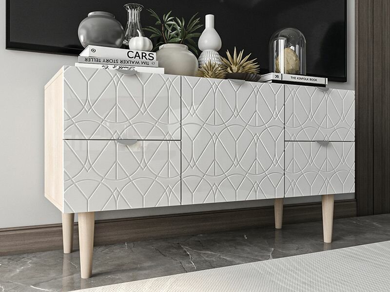 Комод для вещей "Йорк 27" 120х60х40, кремона шампань / белый глянец